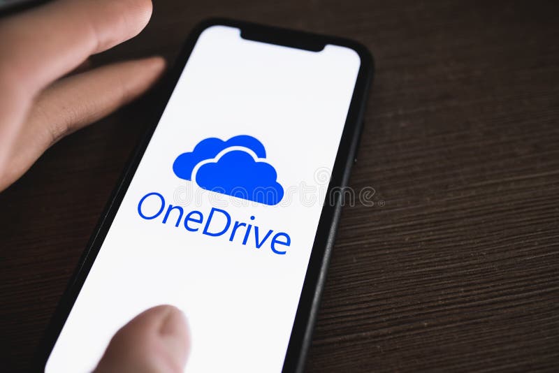 One Drive App for Microsoft Logo on the Smartphone Screen . Editorial ...