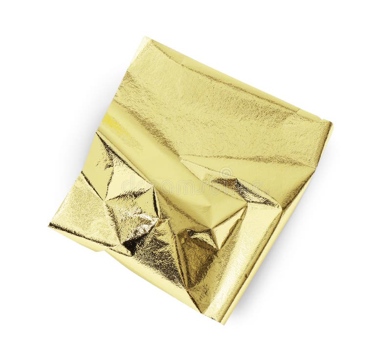 One Edible Gold Leaf Sheet Isolated on White, Top View Stock Image ...
