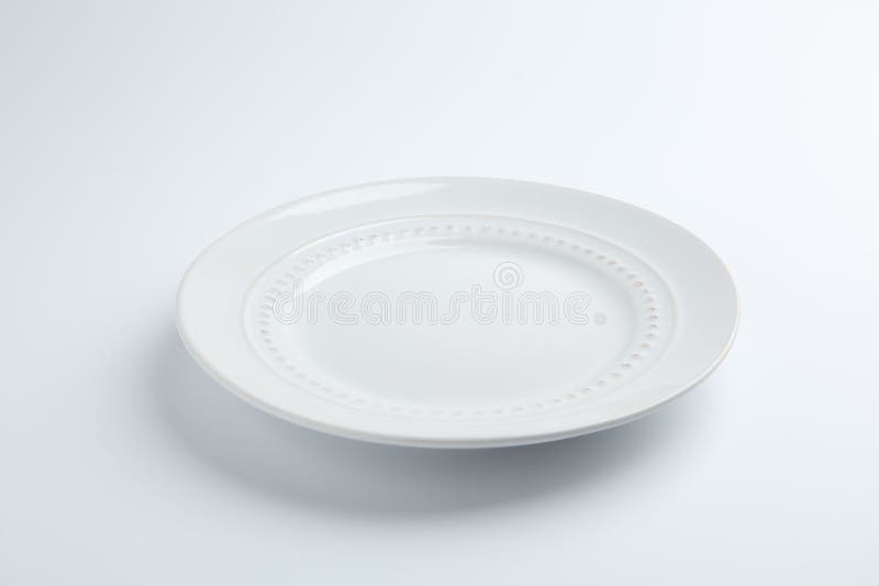 One Empty Ceramic Plate Isolated on White Stock Photo - Image of dining ...
