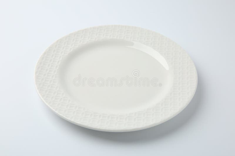 One Empty Ceramic Plate Isolated on White Stock Photo - Image of food ...