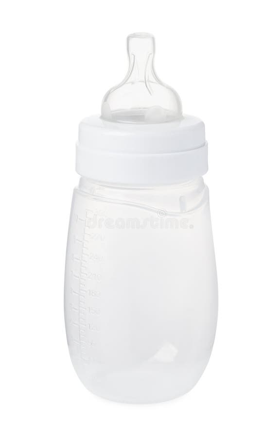 One Empty Feeding Bottle for Baby Milk Isolated on White Stock Image ...
