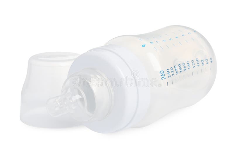 Empty Feeding Bottle for Infant Formula on White Stock Image - Image of ...