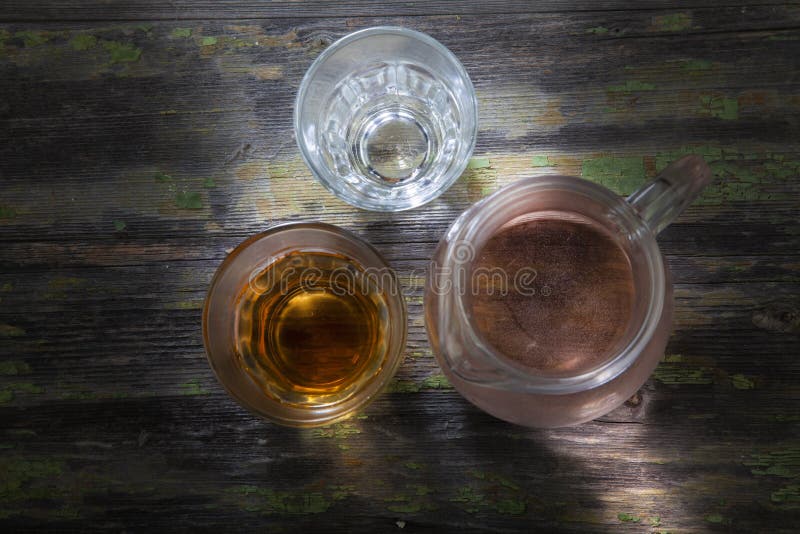 One Empty Glass of Drink on Table Stock Image - Image of mockup ...