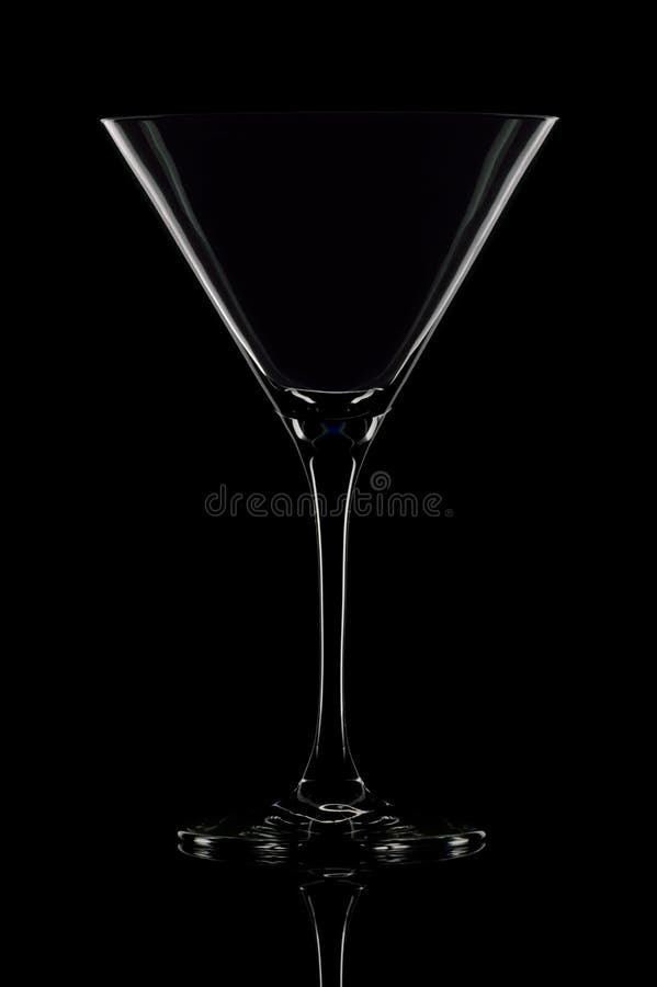 One Empty Martini Glass on Black Background. Stock Photo - Image of ...