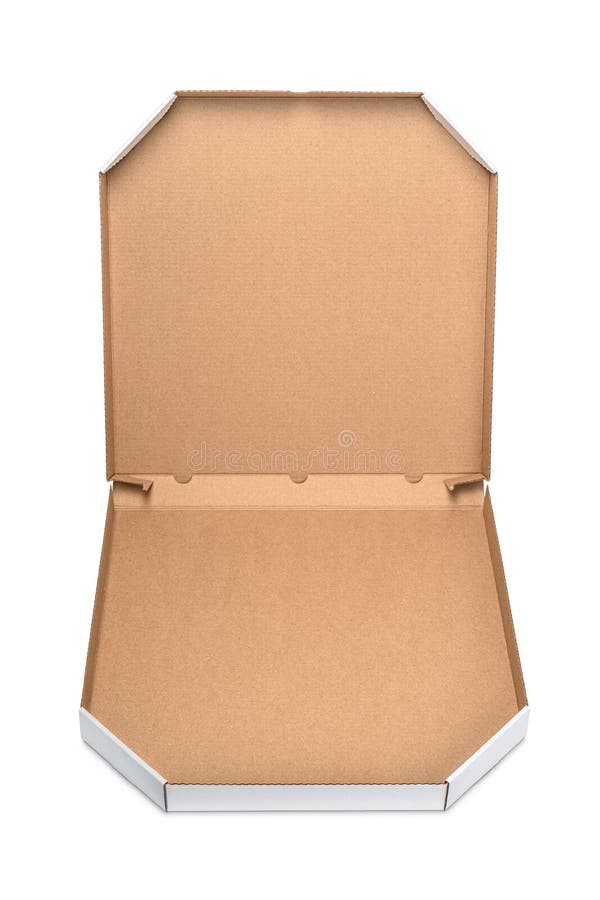 One Empty Open Brown Cardboard Pizza Box Isolated White. Takeaway Food ...