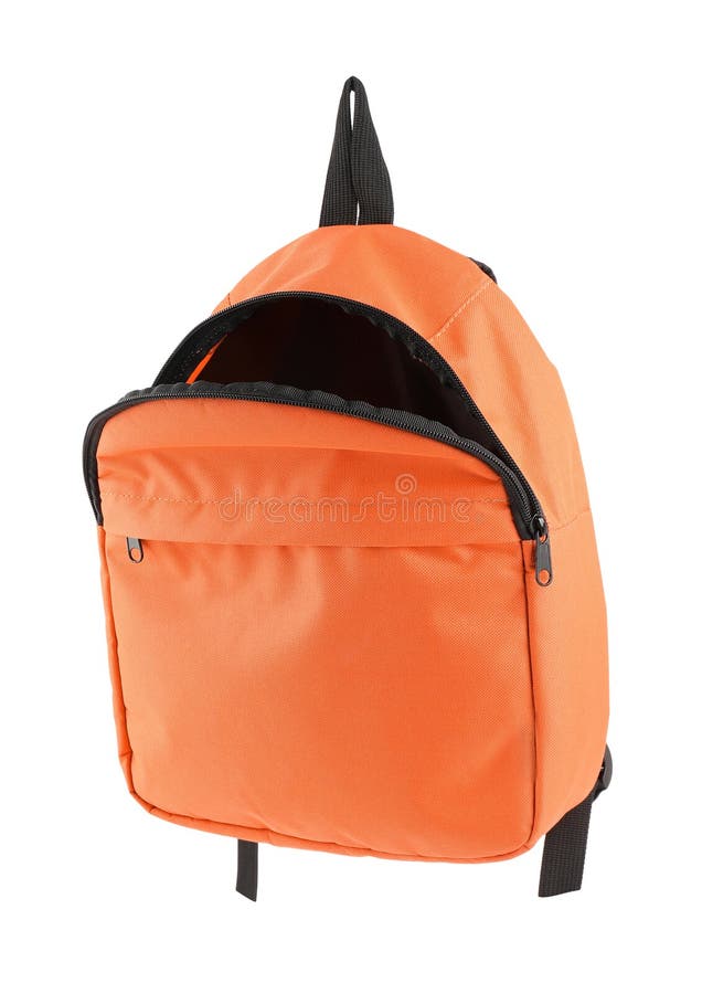One Empty Orange Backpack Isolated White Stock Photos - Free & Royalty ...