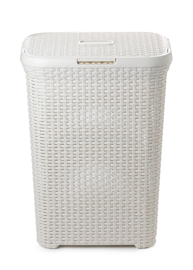 One Empty Plastic Laundry Basket Isolated on White Stock Image - Image ...