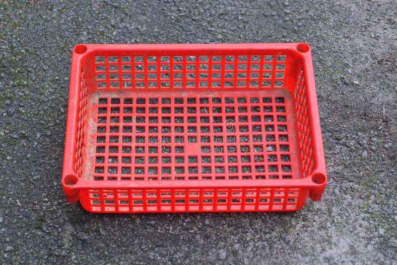One Empty Red Plastic Rectangular Box Crate Stock Photo - Image of ...