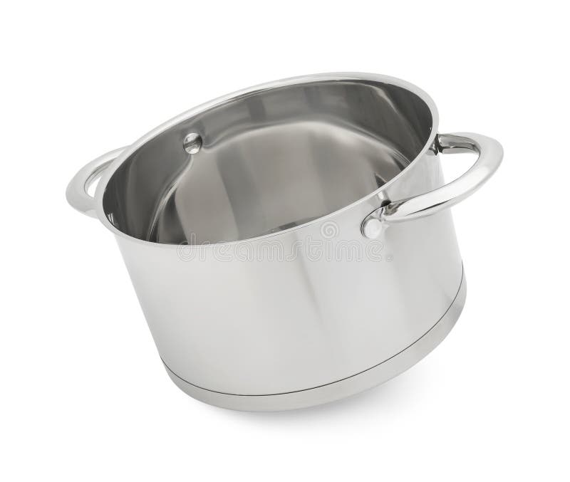 One Empty Steel Pot Isolated on White Stock Photo - Image of handle ...
