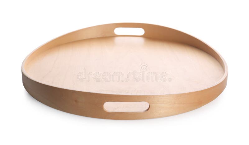 One Empty Wooden Tray Isolated on White Stock Image - Image of ...