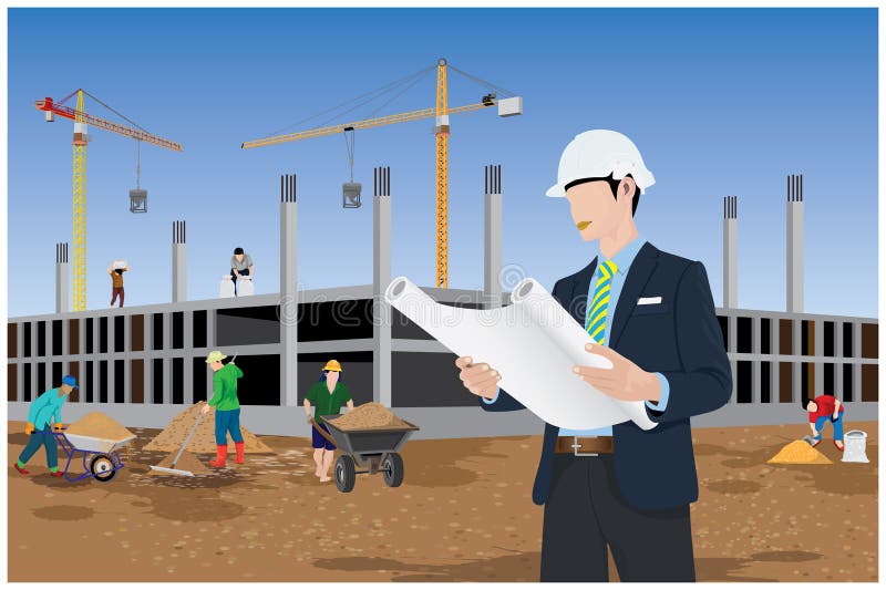 One Engineer is Inspecting the Construction Work.vector Design Stock ...