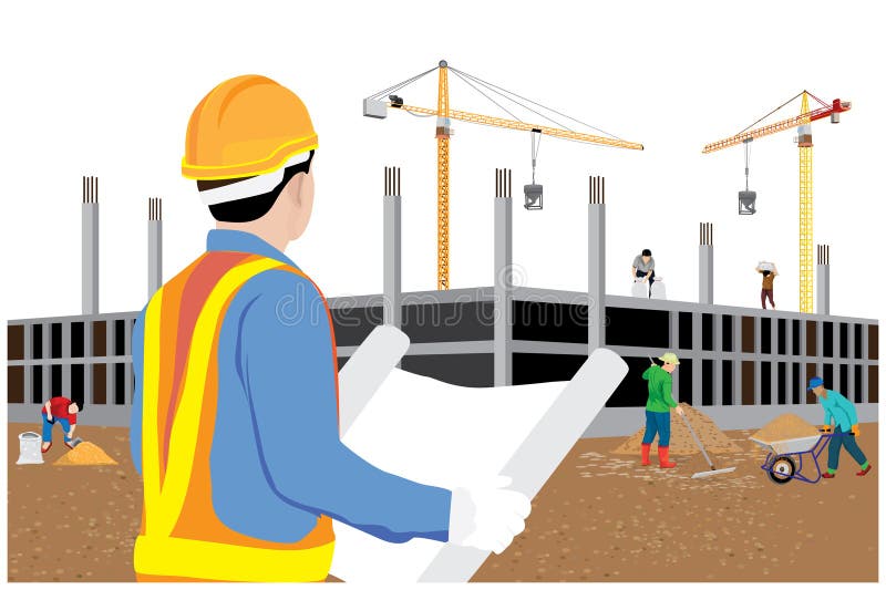 One Engineer is Inspecting the Construction Work.vector Design Stock ...