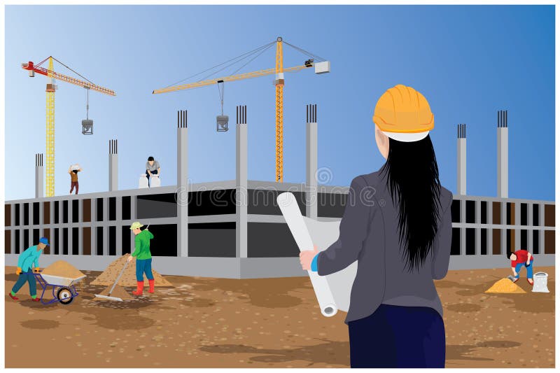 One Engineer is Inspecting the Construction Work.vector Design Stock ...