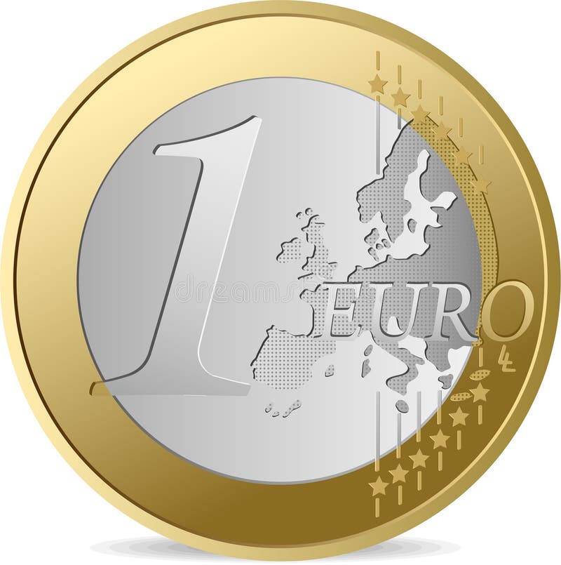 One Euro. stock vector. Illustration of metal, shiny, gold - 9392782