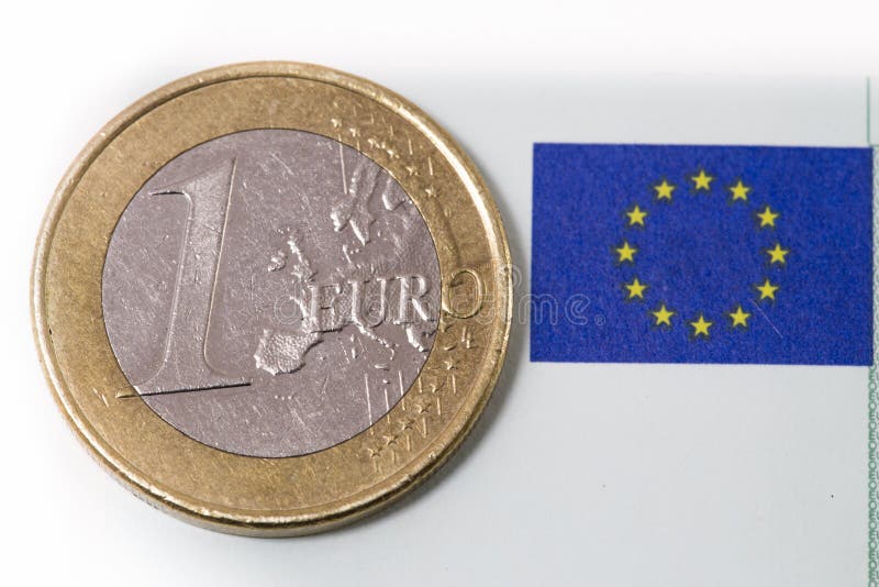 One euro coin and eu flag stock photo. Image of politics - 60071042