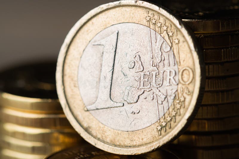 One Euro Coin and Gold Money Stock Photo - Image of commerce ...