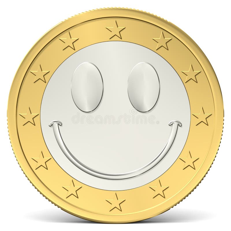 One euro coin happy smiley stock illustration. Illustration of luck ...