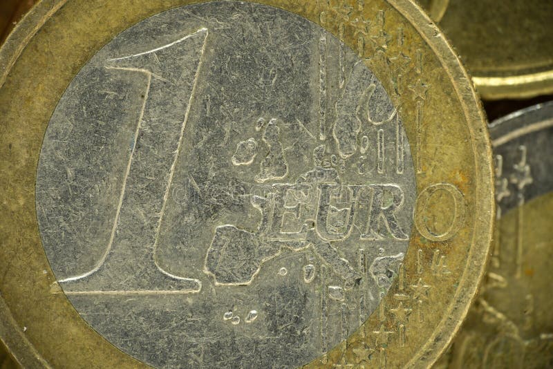 One Euro Coin. Reverse Side, Macro Stock Image - Image of minted, gold ...