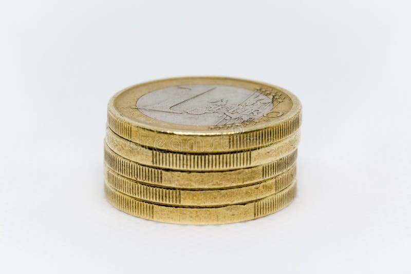 One euro coins Stack stock image. Image of column, business - 145041331