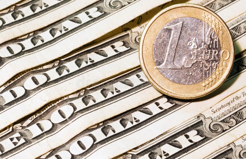 One Euro and Dollar Banknotes Stock Image - Image of fluctuation ...
