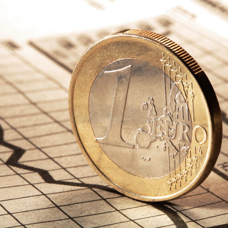 One Euro on Newspaper Chart Stock Image - Image of chart, coin: 16535341