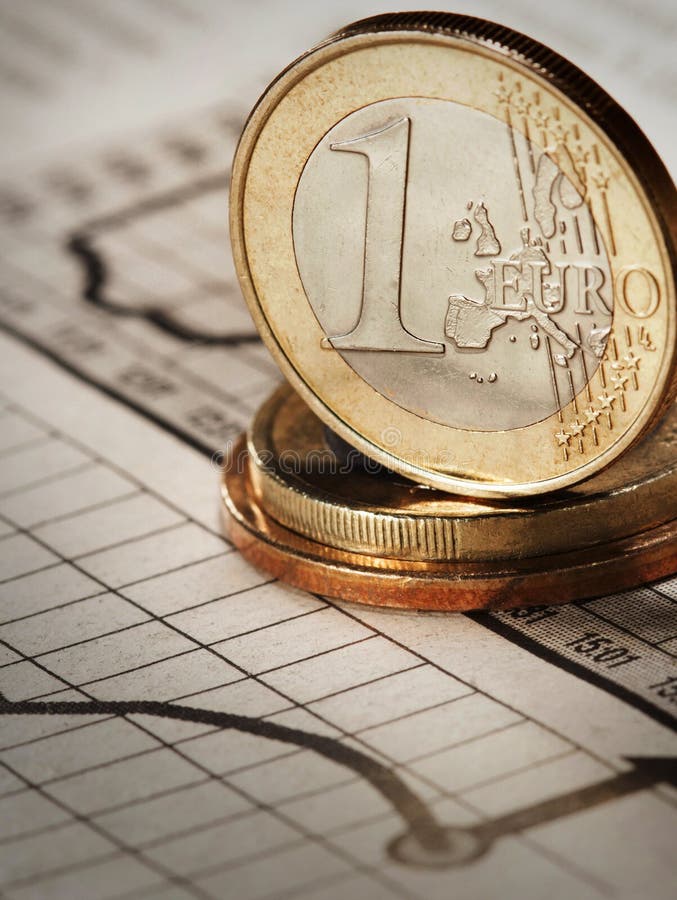 One Euro on Newspaper Chart Stock Image - Image of chart, coin: 16535341