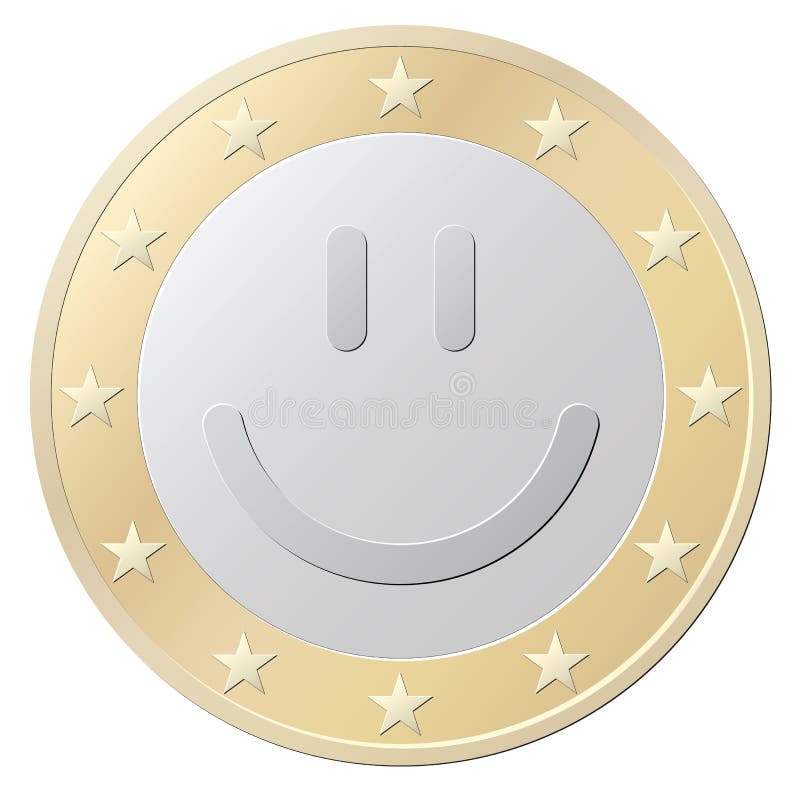 One euro coin happy smiley stock illustration. Illustration of luck ...