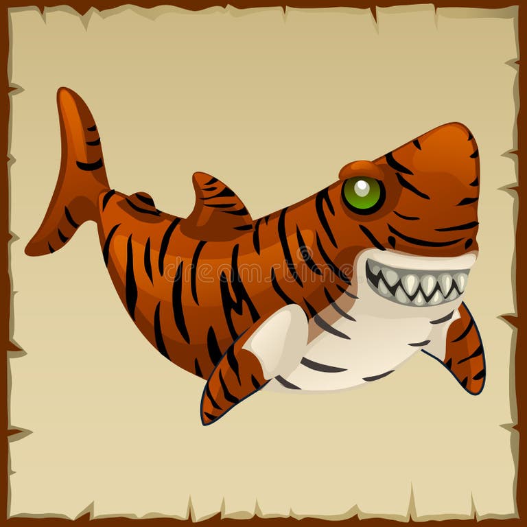 One Evil Tiger Shark, Vector Cartoon Character Stock Vector ...