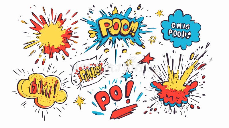 One of Explosion Speech Bubble Comic Stickers with Bold Stock Vector ...