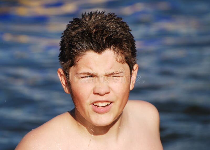 One Eye Boy stock photo. Image of swimming, expression - 5896274