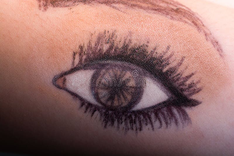 One Eye Drawn on the Arm of a Teenager Stock Photo - Image of girl ...
