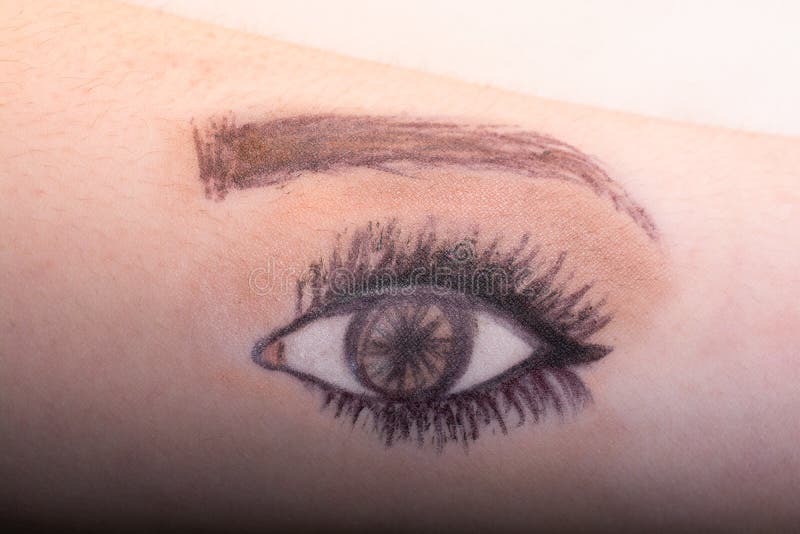 One Eye Drawn on the Arm of a Teenager Stock Image - Image of female ...