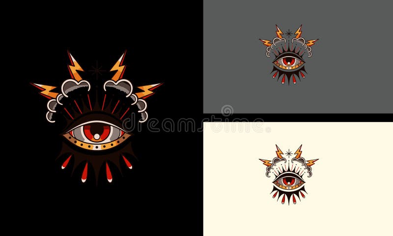 One Eye with Lightning Vector Mascot Design Stock Vector - Illustration ...