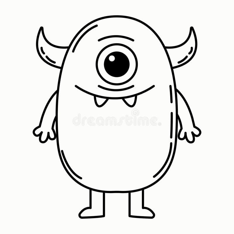 One-Eyed Creature with Sharp Standing Ears and Fangs - Cyclops Monster ...