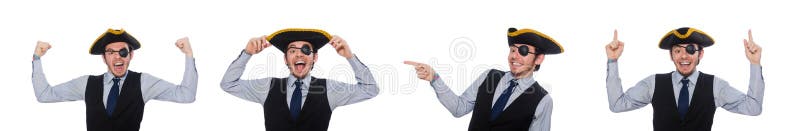 The One-eyed Man with Tricorn on White Stock Photo - Image of briefcase ...