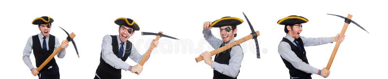 One-eyed Man with Weapon Isolated on White Stock Photo - Image of ...