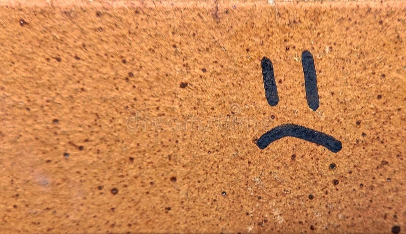 One-faced Emoticon Drawing on Brick Stock Photo - Image of office, mood ...