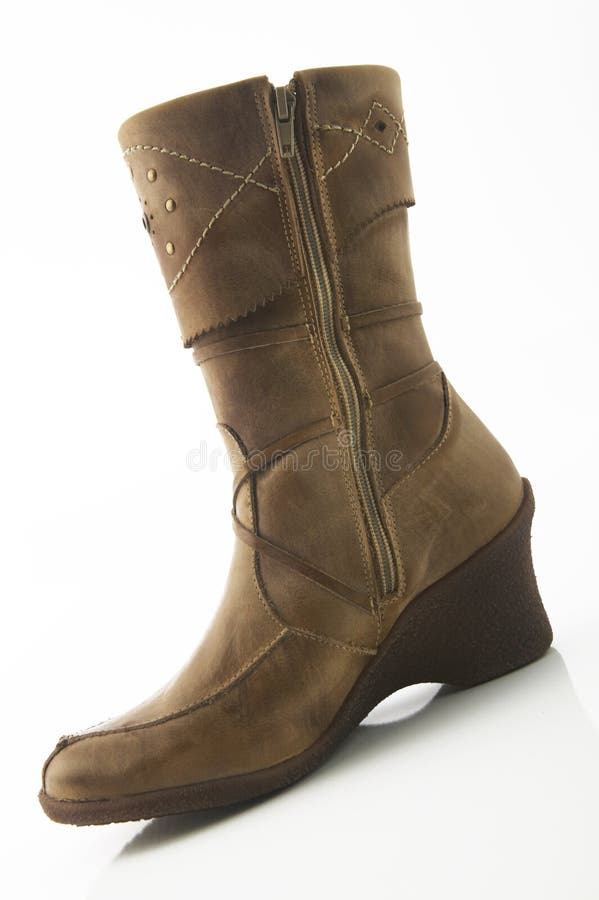 Female Leather Boots Isolated on White Stock Photo - Image of pair ...
