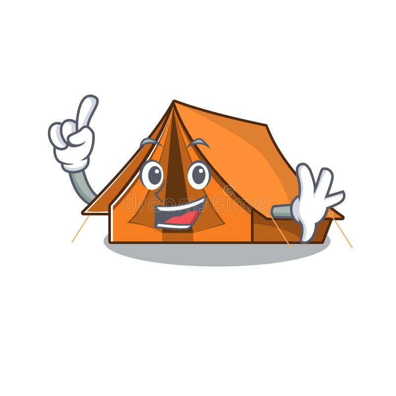 One Finger Camping Tent Scroll in Mascot Cartoon Character Style Stock ...