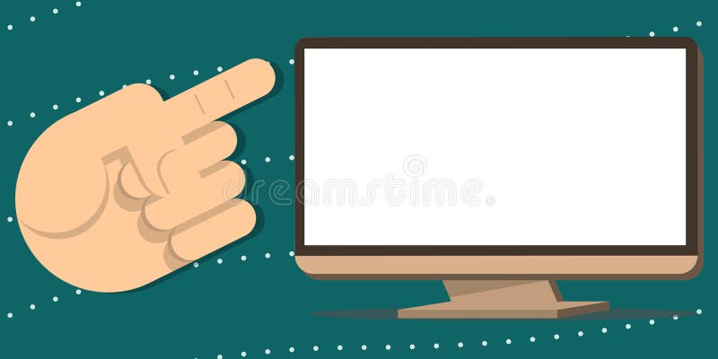 One Finger Pointing at Screen with Important Information. Hand ...