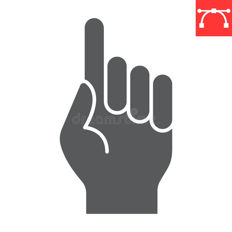 One finger up glyph icon stock vector. Illustration of sign - 306239347