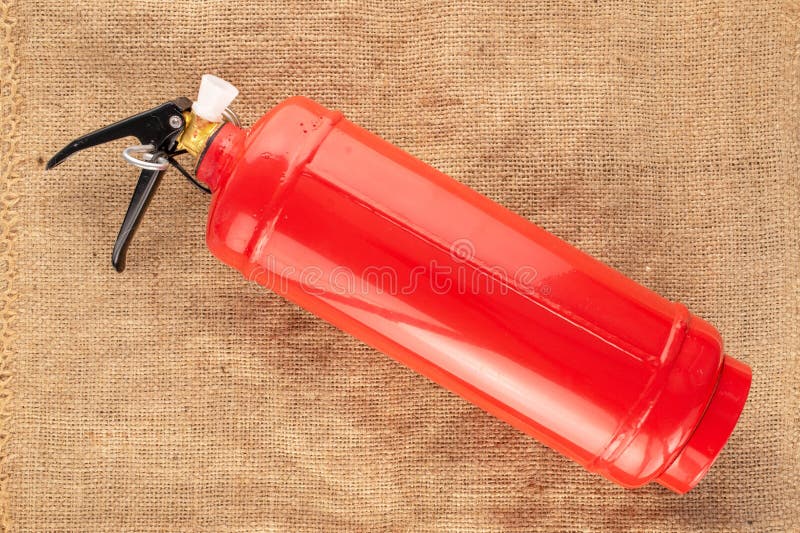 One Fire Extinguisher Isolated on White Background and Top View, Macro ...
