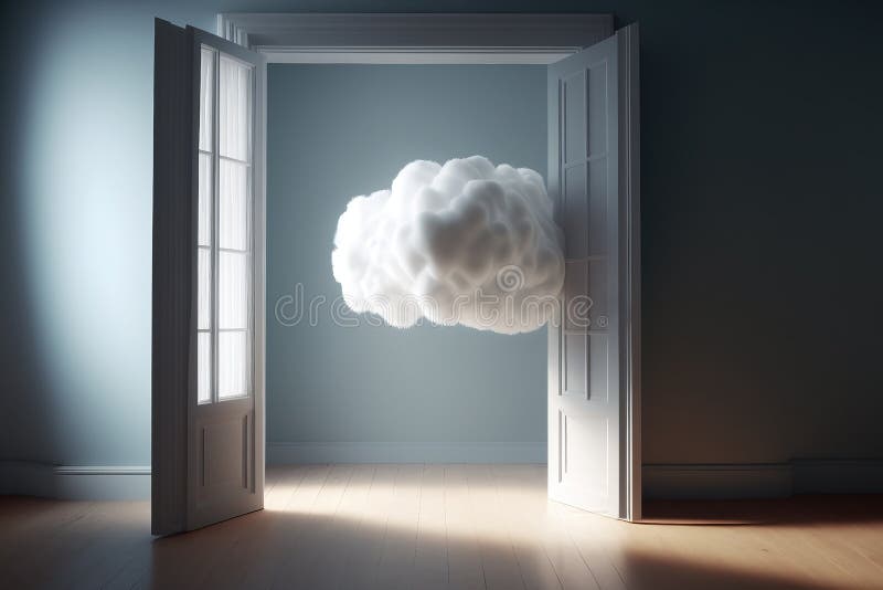 Fluffy Cloud Inside a Clean Empty White Room, Ai Generated Stock ...