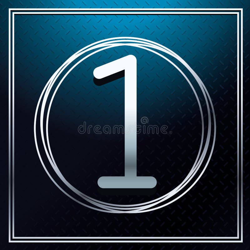 One Font Number Over Metallic Texture Stock Vector - Illustration of ...