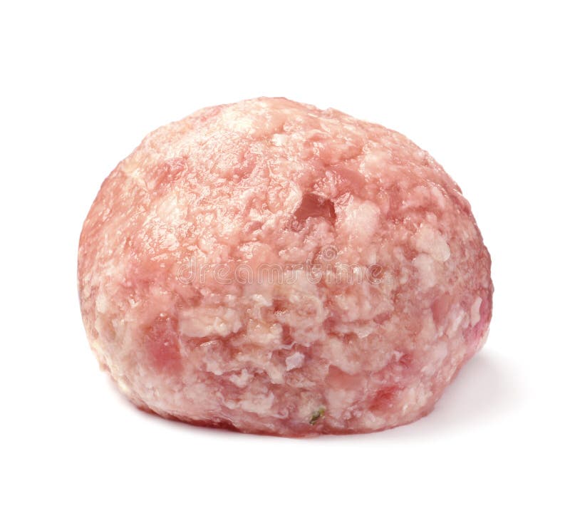 One Fresh Raw Meatball Isolated on White Stock Image - Image of ...