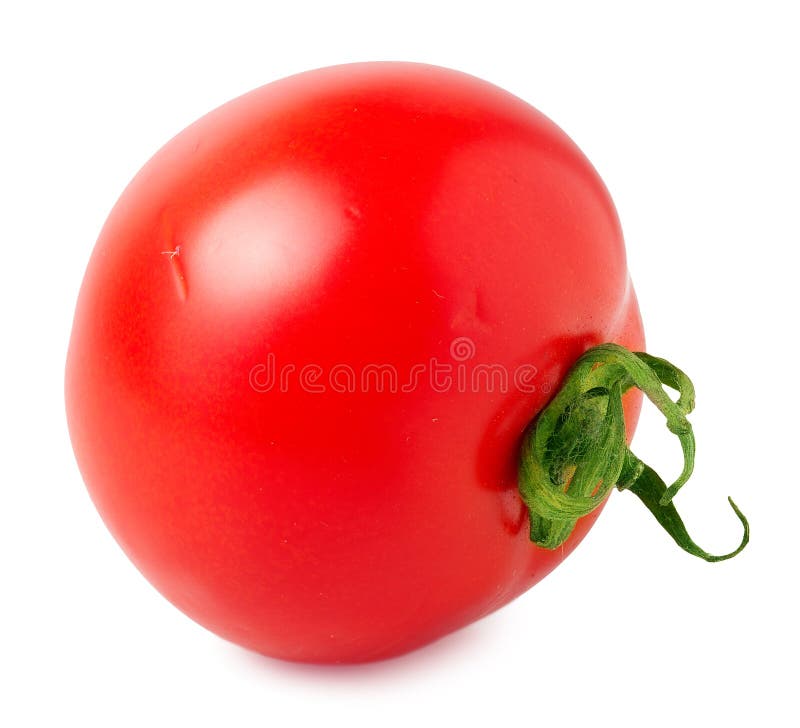 One Fresh Red Tomato Isolated on White Stock Photo - Image of cooking ...