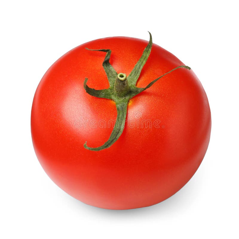 One Fresh Ripe Tomato Isolated on White Stock Photo - Image of grocery ...