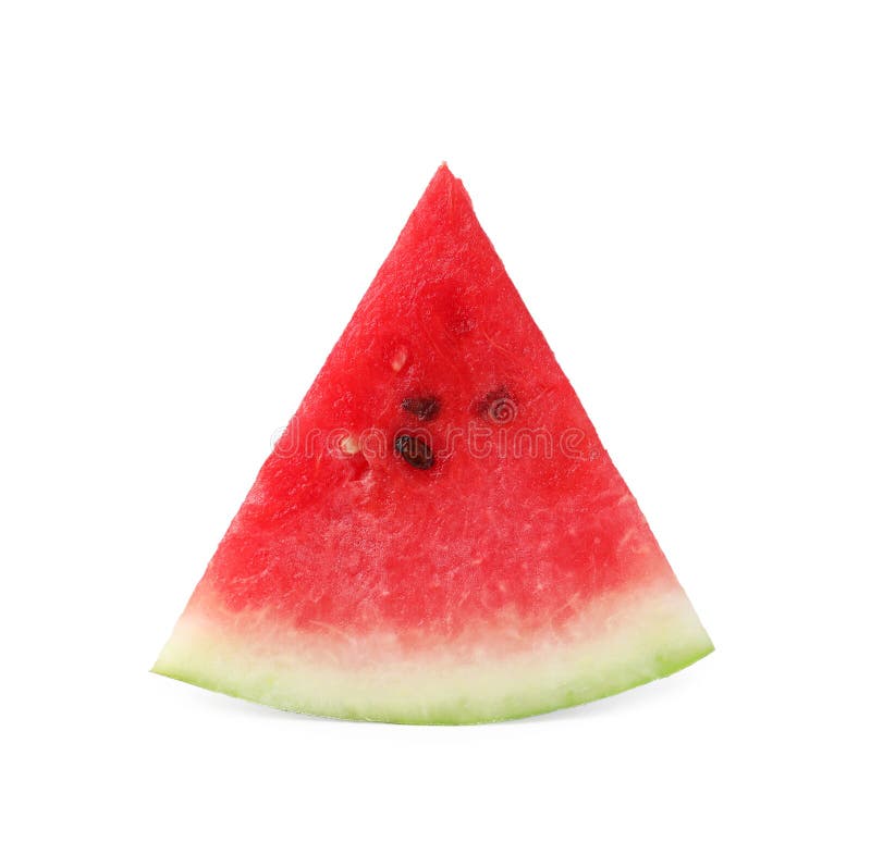 One Fresh Watermelon Slice Isolated on White Stock Image - Image of ...