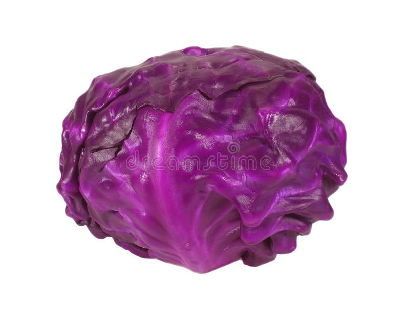 One Fresh Whole Red Cabbage Isolated on White Background Stock Photo ...