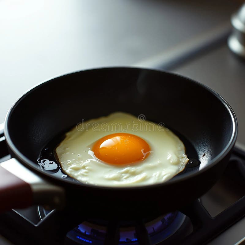 One fried egg in a pan stock illustration. Illustration of healthy ...